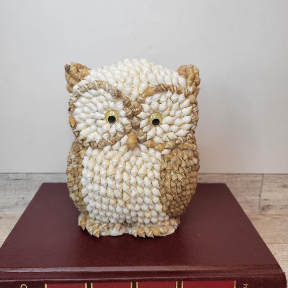 Art | Vintage Layered Seashell Owl Figurine Statue Shell Folk Art 7s ...